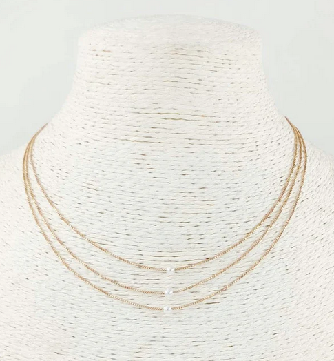 Triple Gold Chain w Pearl N-2492G – Blue Star Bazaar CT